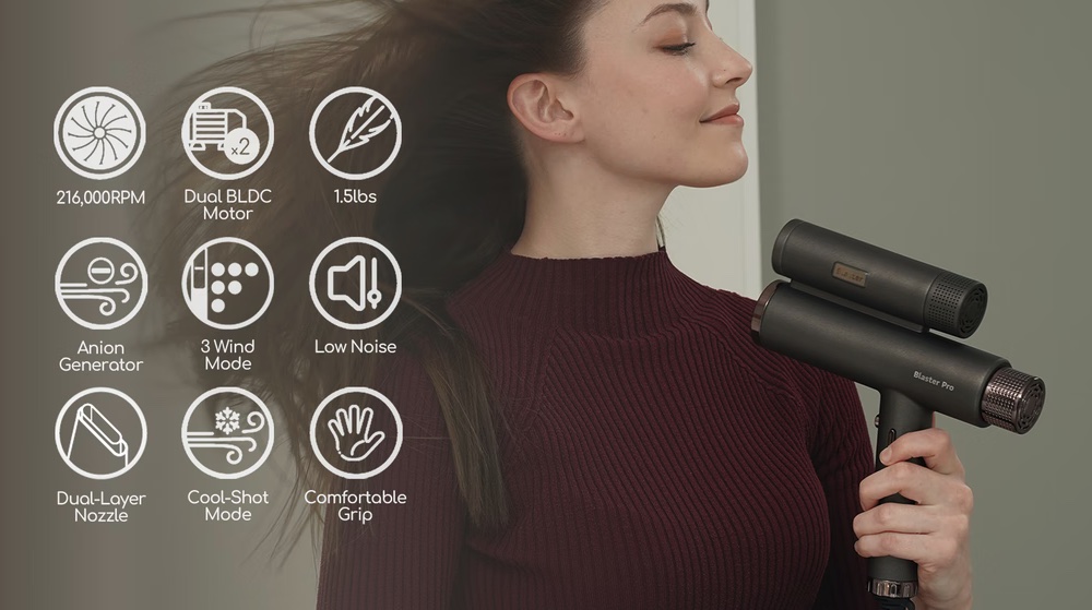Blaster Pro: The World’s Most Powerful Dual Motor Hair Dryer - Backercrew