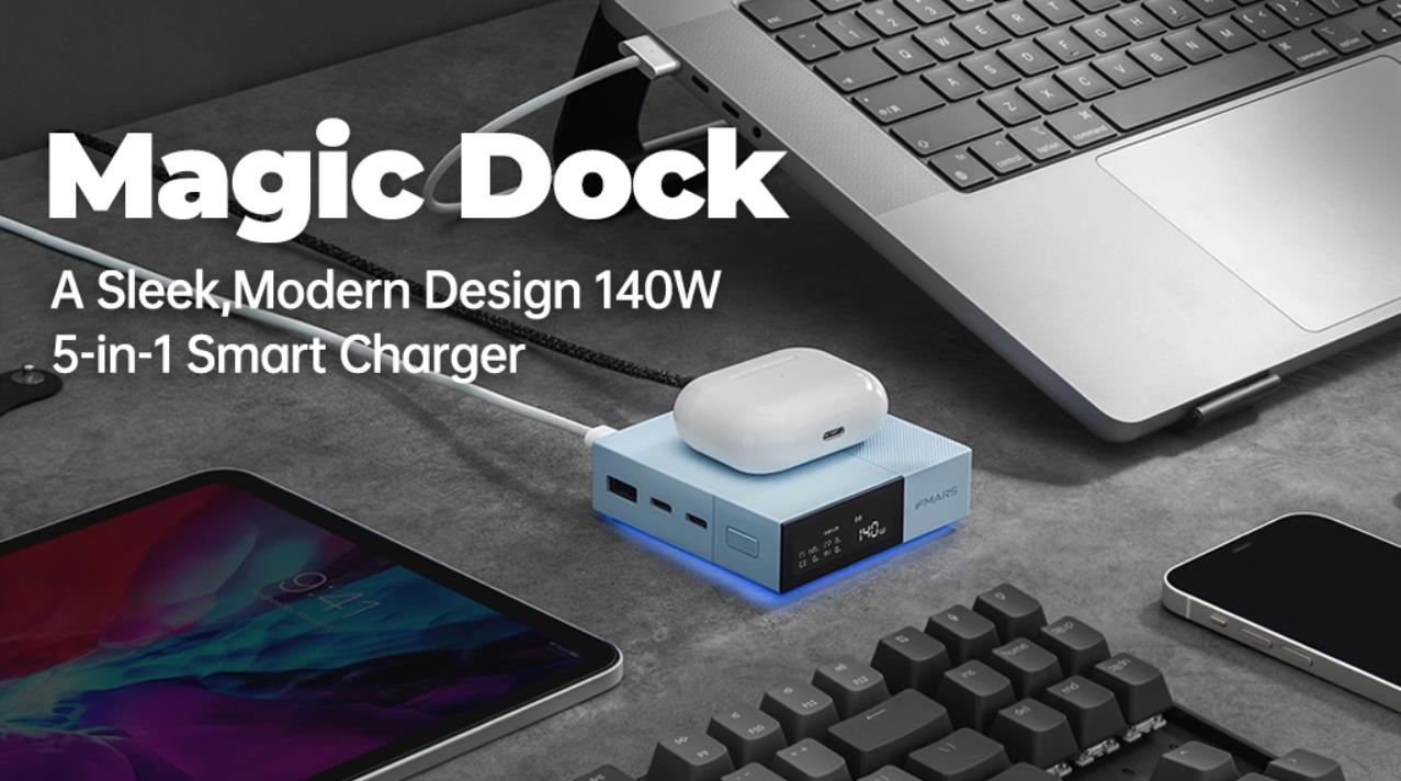 Magic Dock: A Sleek, Modern Design 140W 5-in-1 Smart Charger - Backercrew