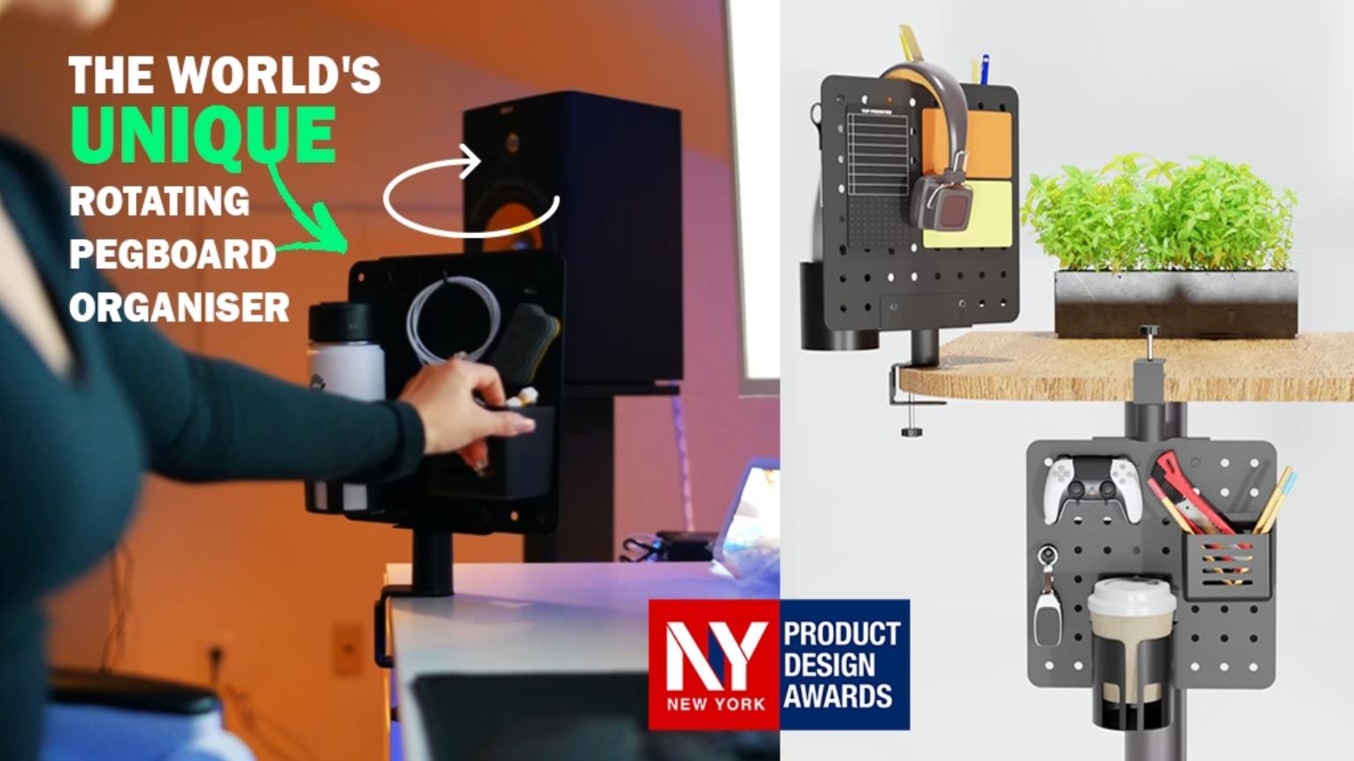 Ro-Peg 360°: Rotating Pegboard Organizer System for Any Desk - Backercrew