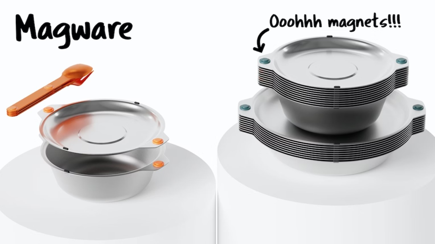 Magware 2.0 – Magnetic Bowls, Plates and Cutlery Sets - BackerCrew