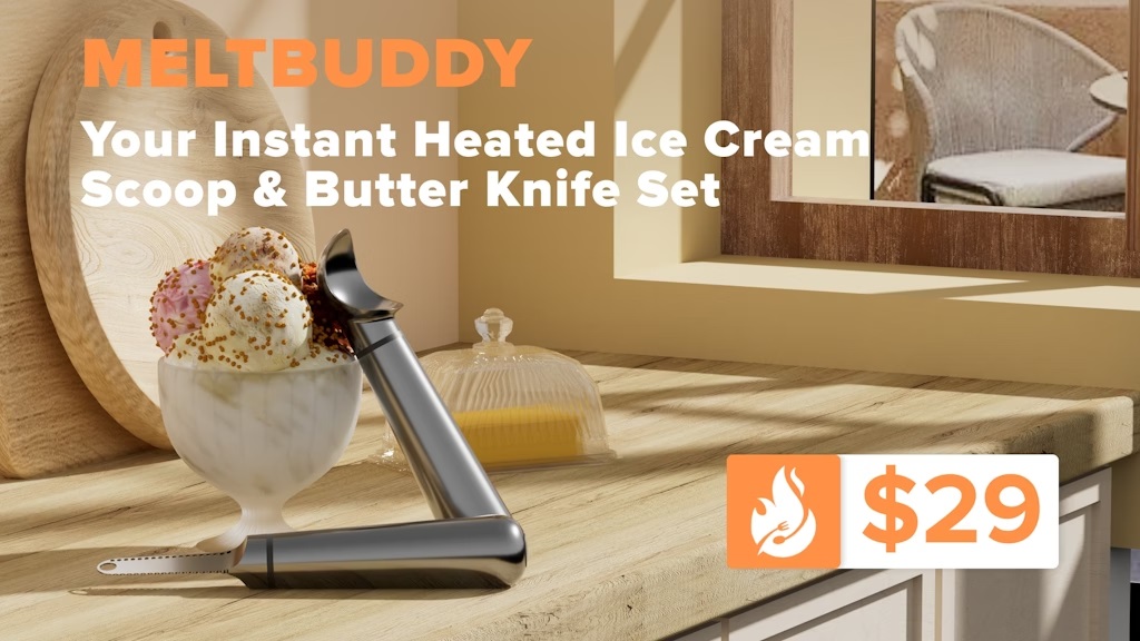 MeltBuddy: Instant Heated Ice Cream Scoop & Butter Knife Set - Backercrew