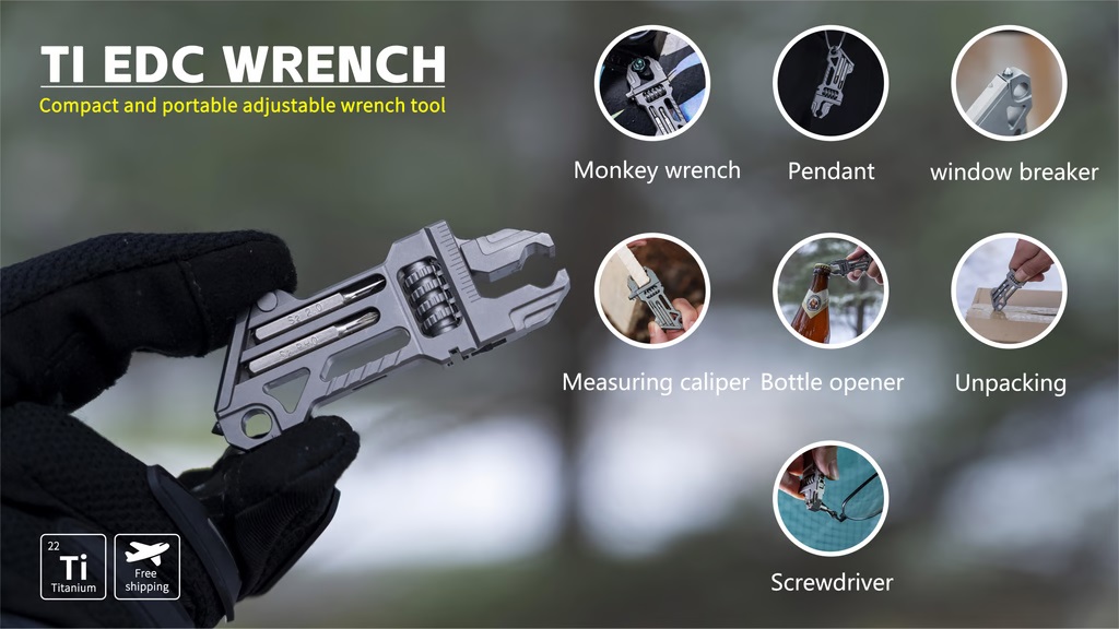 Ti EDC Wrench: Versatile Pocket Tool for Everyday Carry - Backercrew