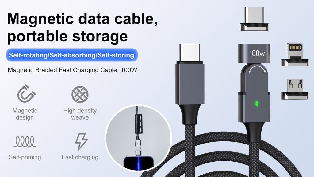 3-in-1 Magnetic Braided Fast Charging Data Cable - Backercrew